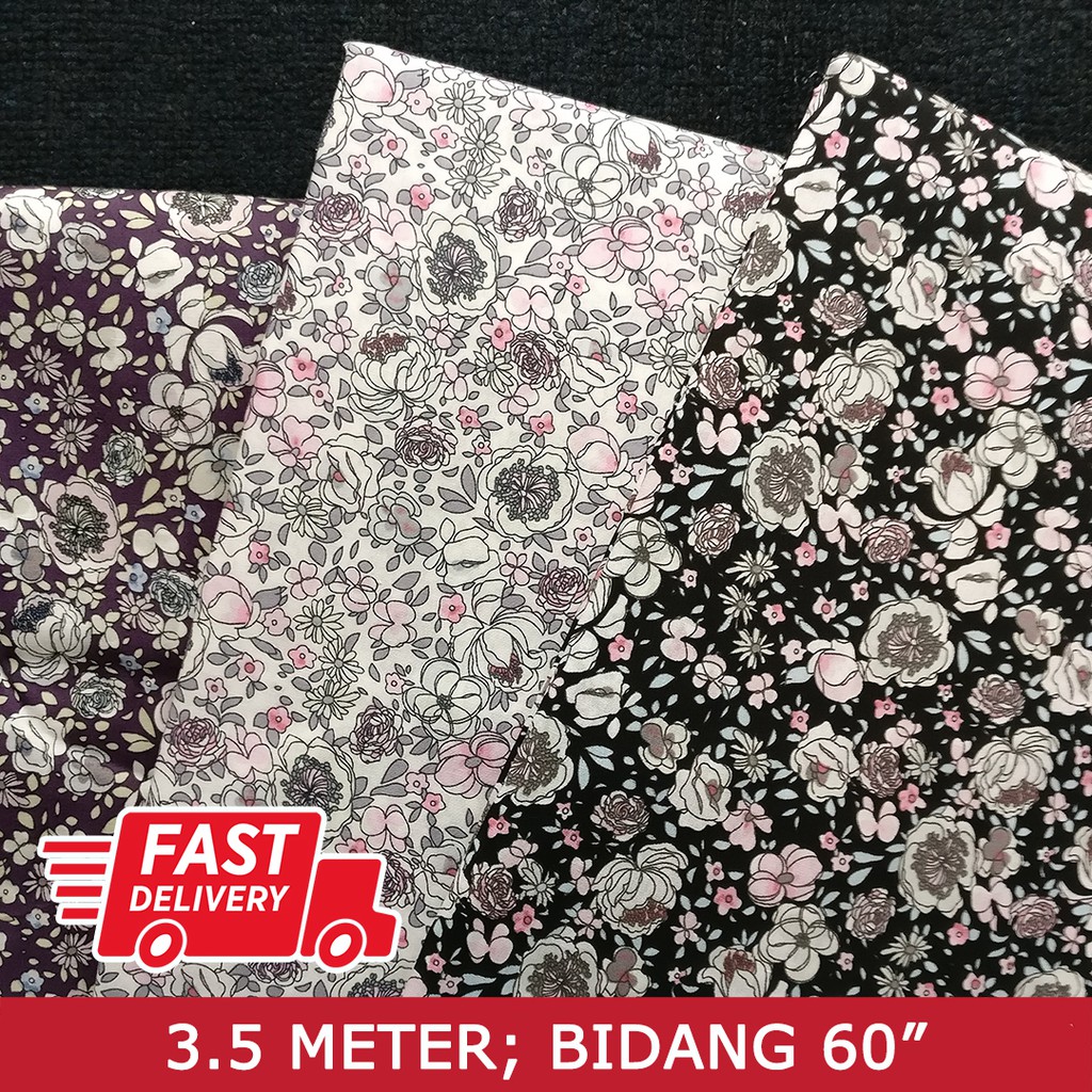 [READY STOCK] Kain Pasang Cotton English Bunga Flower Design Poplin ...
