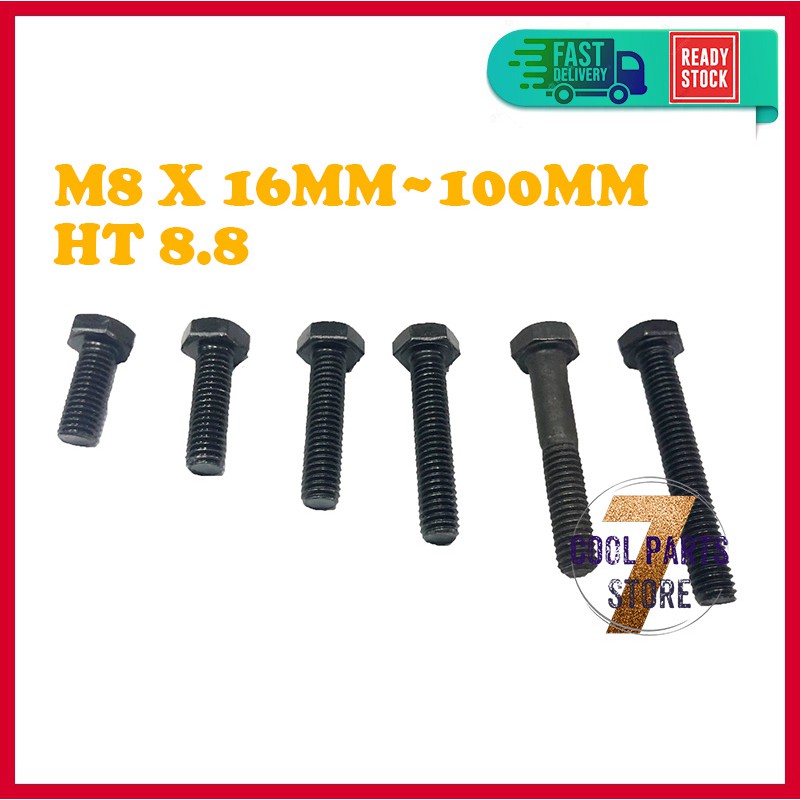 M8 Hex Bolt Skru M8 X 16MM~100MM High Tensile Bolt Hex Nut Washer ...