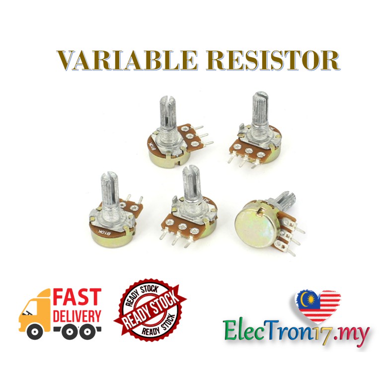 Variable Resistor 1K Ohm - 1M Ohm Rotary Potentiometer Single Turn ...