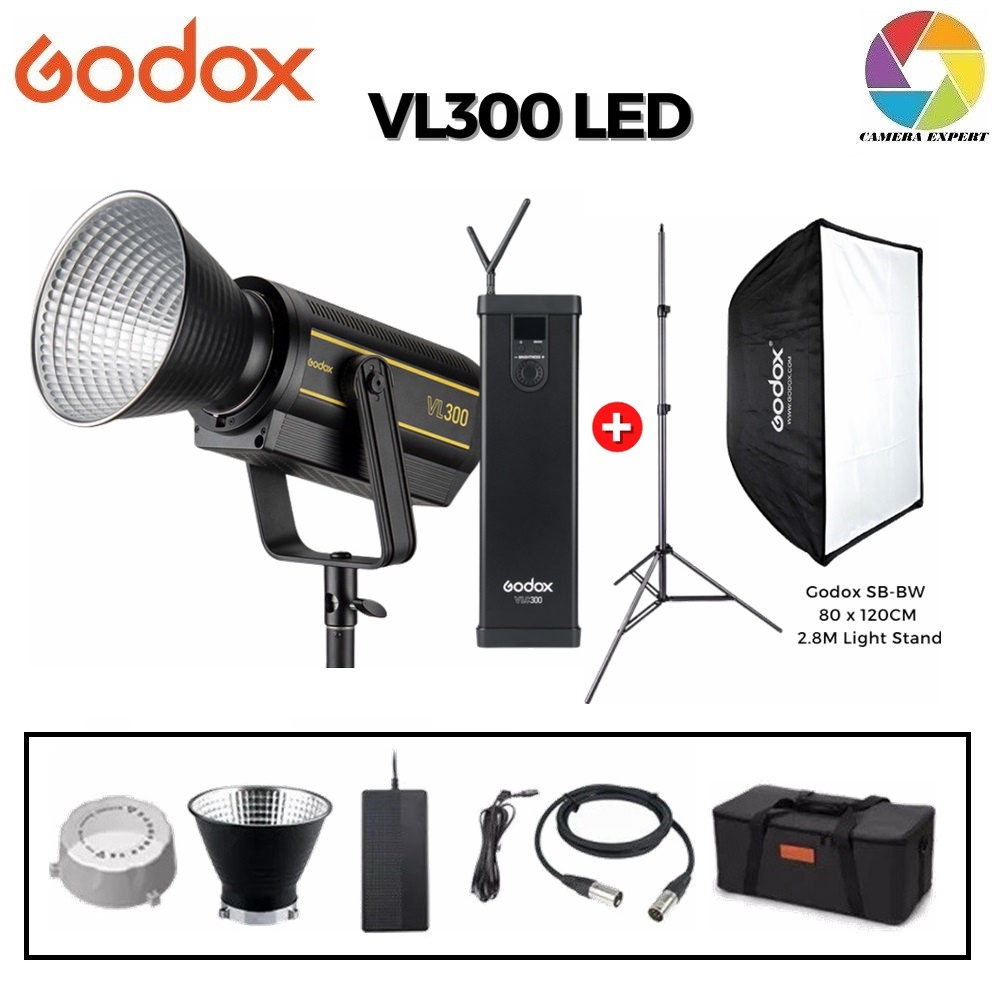 Godox VL150 / VL-150 / VL200 / VL-200 / VL300 / VL-300 300W 5600K White ...