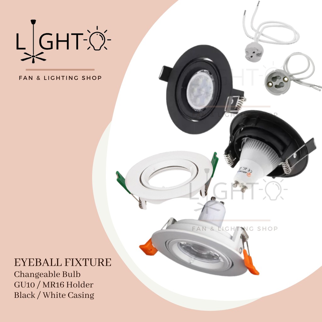LED Eyeball Fitting Casing Black/White Downlight Casing Housing Light ...