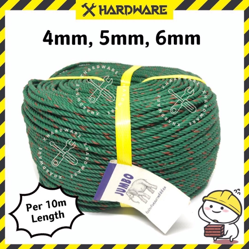 10m Nylon Rope(Loose) 4mm 5mm 6mm/green rope/nylon string/PE rope/Tali ...