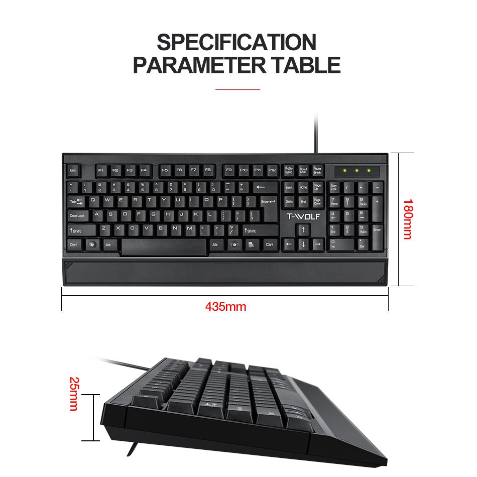 T-WOLF T15 T13 TF500 TF330 Compact USB Keyboard. SIMILAR K120 MK220 ...