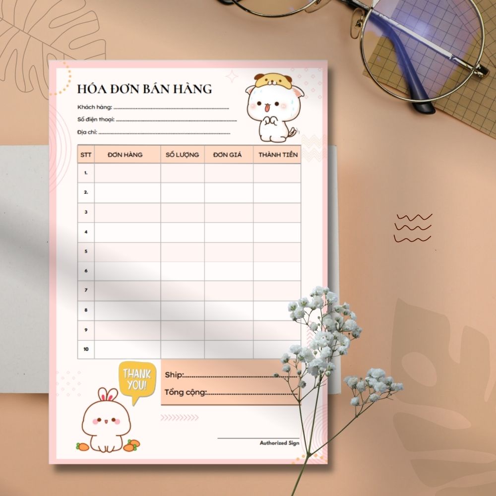 Book of 50 sheets, sales invoices, retail invoices for extremely cute ...