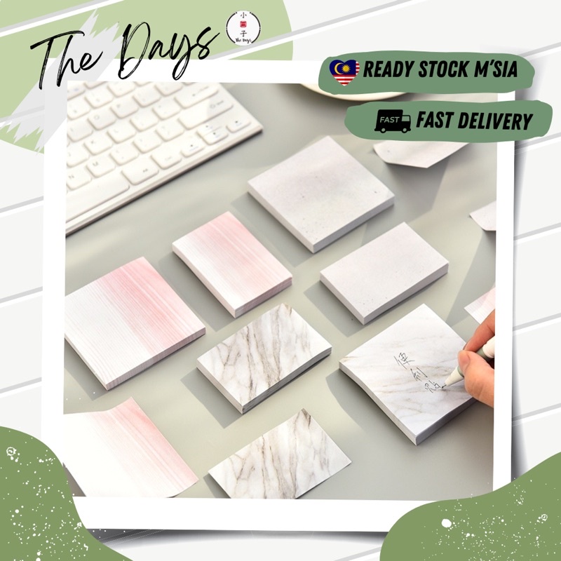 THE DAYS 75 SHEETS Marble Texture Sticky Note Self-Adhesive Memo Pad ...