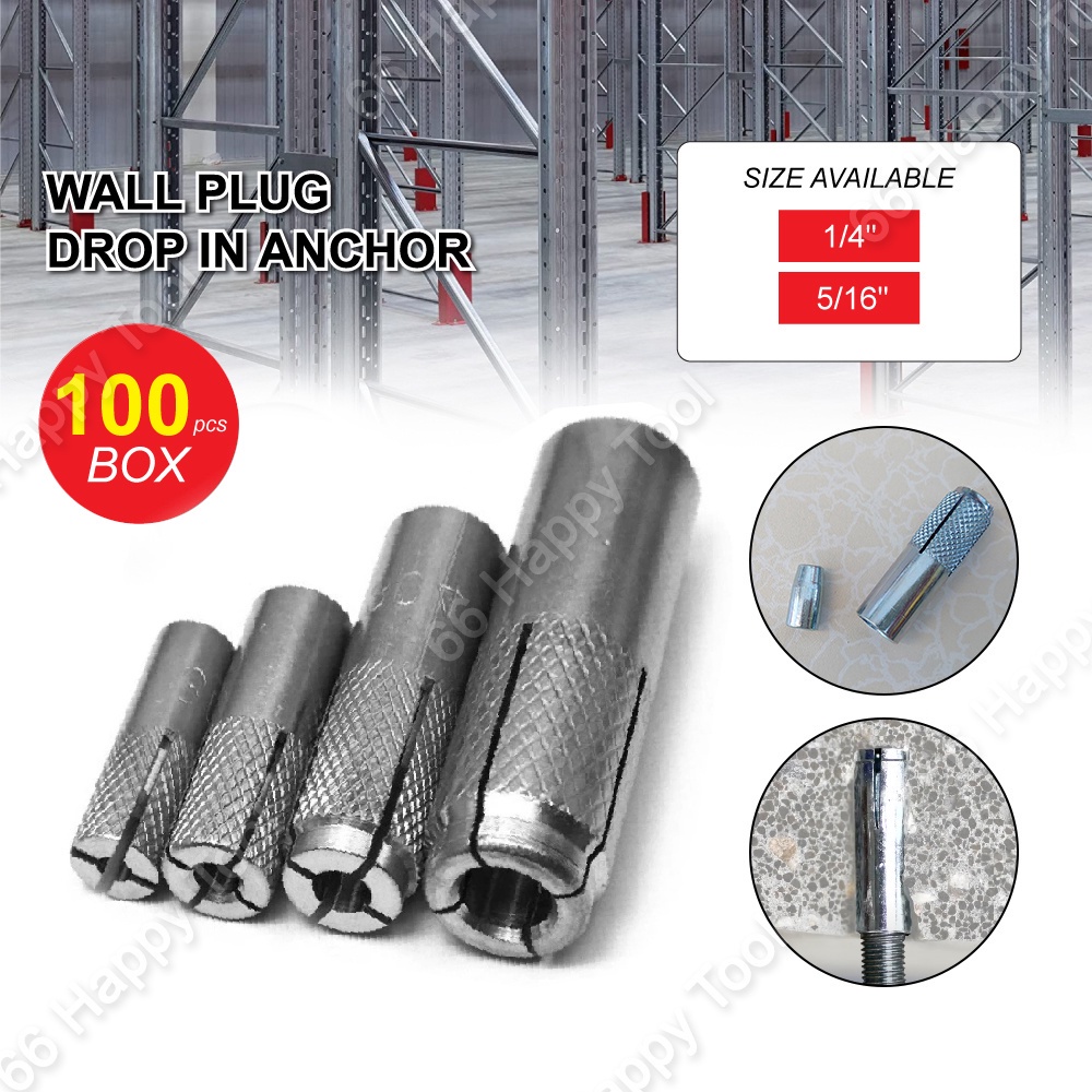 (50pcs / 100pcs) Drop In Anchor Wall Plug 1/4" 5/16" 3/8" 1/2 ...