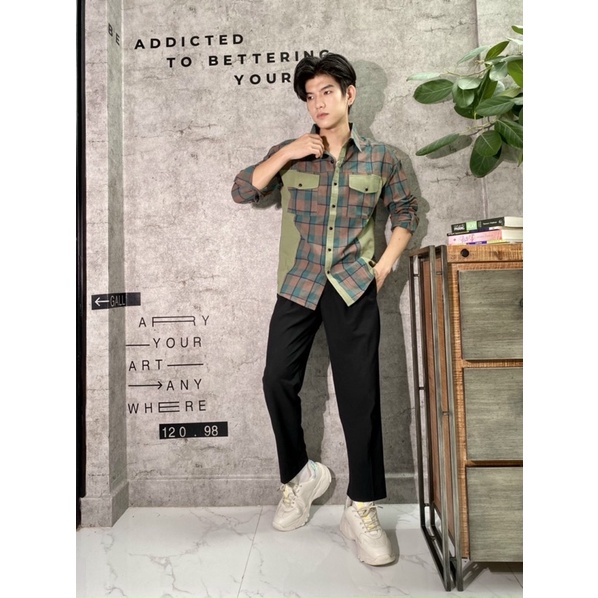 Men's Fashion caro Color Combination Shirt Wide form No Store | Shopee ...