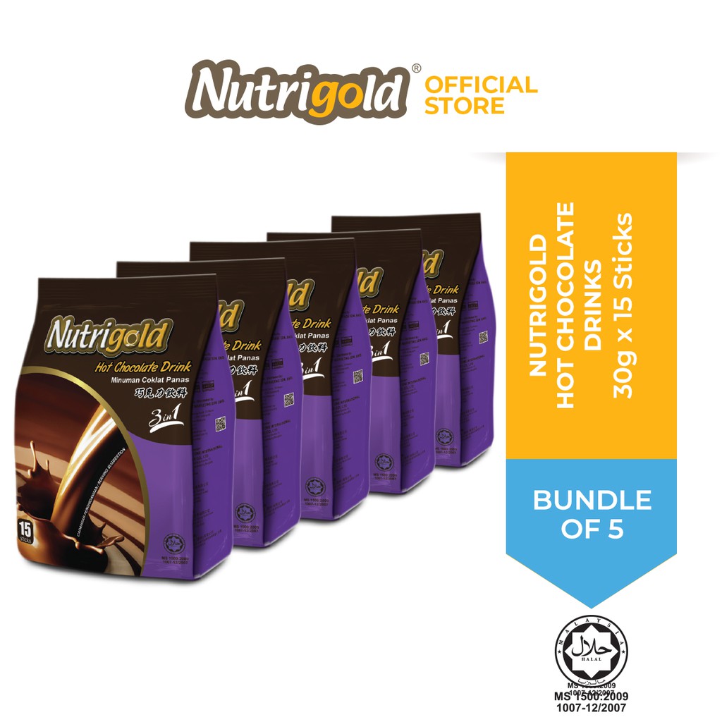 NUTRIGOLD Instant 3 in 1 Chocolate / Cocoa Drink - 30g x 15 sticks ...