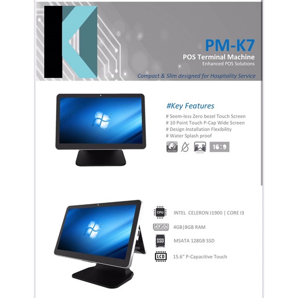 Posmac K7 Windows All in One touch screen 15 inch (Intel core i3 ...