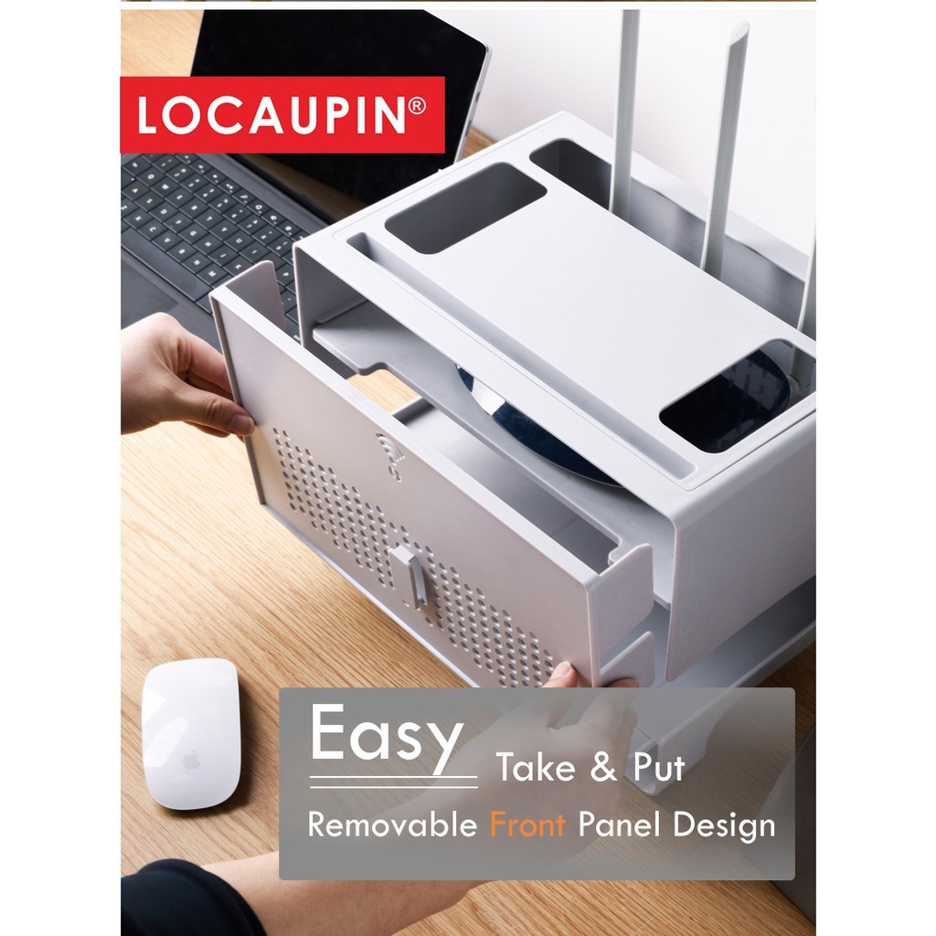 Locaupin Double Layer Drawer Type WiFi Router Storage Box for Wire ...