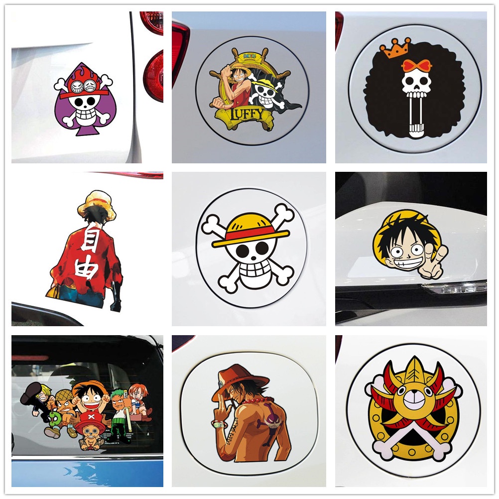 Car Stickers Anime ONE PIECE Luffy Portgas Ace Pirates Decoration For ...