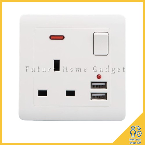 【READY STOCK】Wall Socket USB Switch with USB Port (2X USB Port ...