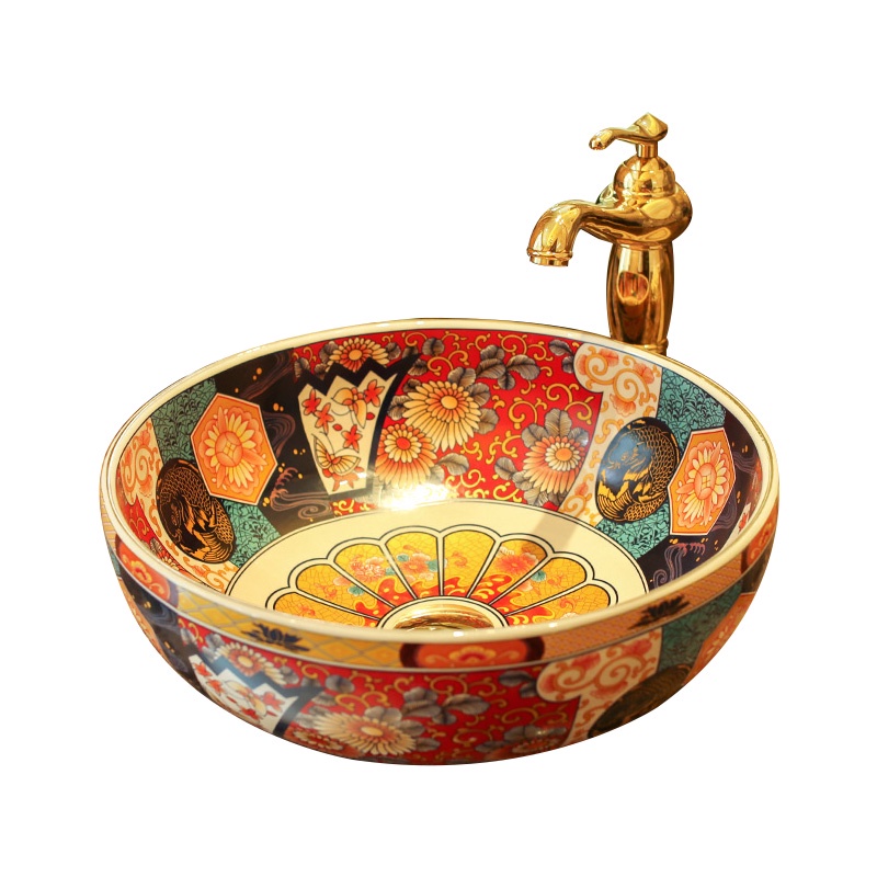 WLEAmerican Retro Table Basin Art Basin Ceramic Washbasin Antique Inter ...