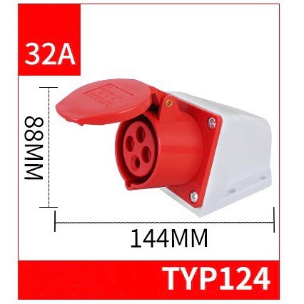 4PIN 32A/415V Industrial Weatherproof Plug , Socket And Wall Socket ...