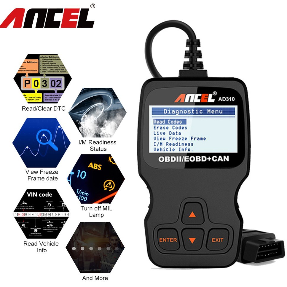 ANCEL AD310 OBD2 Scanner Car Diagnostic Tool Code Reader Check Engine ...