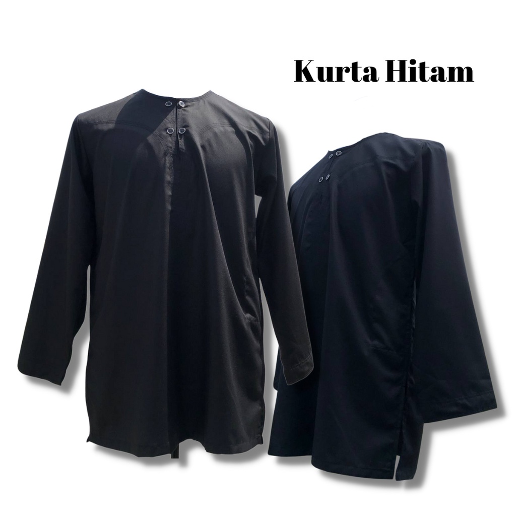 KURTA HITAM BERLENGAN PANJANG | Shopee Malaysia