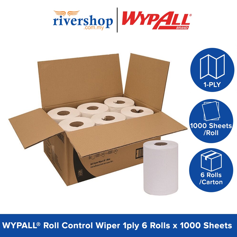 WYPALL L10 Roll Control Wiper 28888 1ply - 6rolls x 1000's Household ...