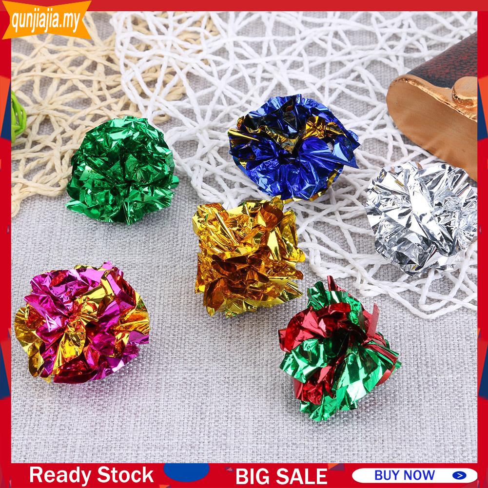 12pcs Colorful Ball Sound Tin Paper Toy Cat Crinkle Balls Playing Pets ...