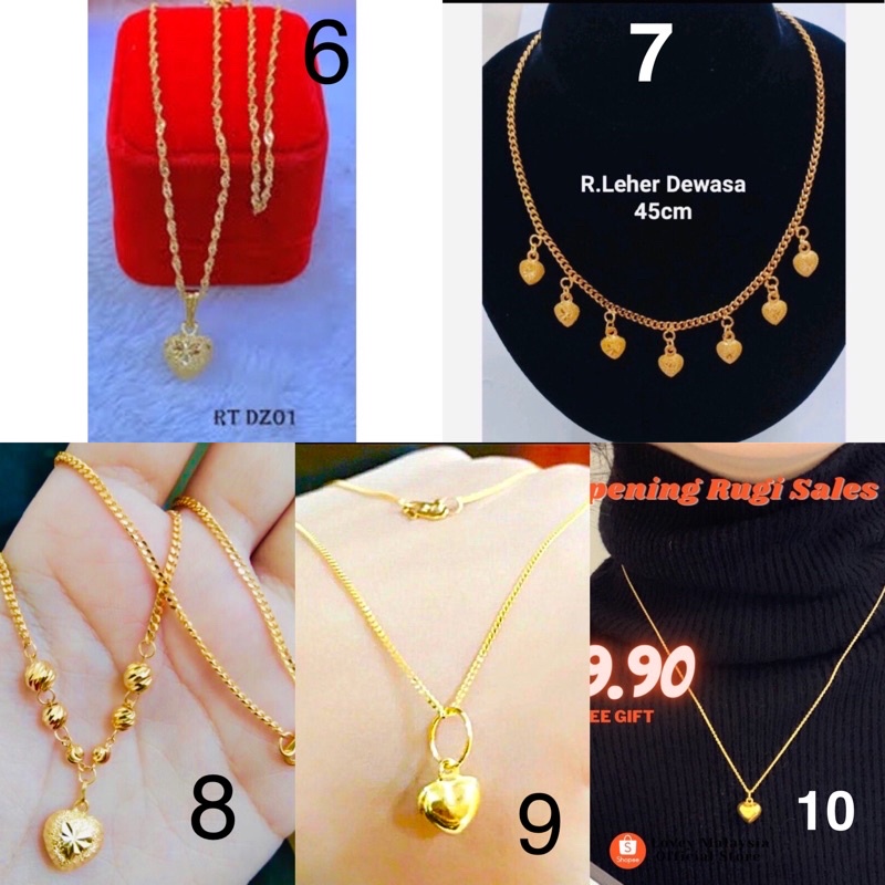 RANTAI LEHER COP 916 FREE LOKET PERSIS ORI EMAS KOREA BANGKOK MURAH Necklace gold plate Amani ...