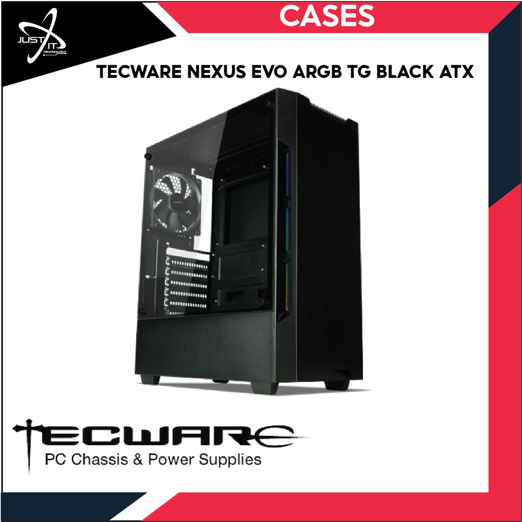 TECWARE NEXUS EVO ARGB TG BLACK ATX GAMING CASE | Shopee Malaysia