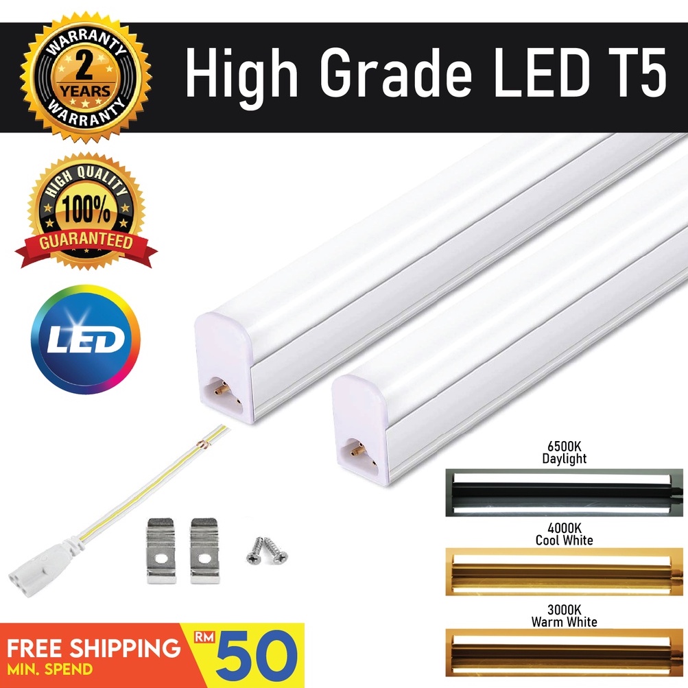 [2 Years Warranty] LED T5 Tube Light Lamp Bulb Complete Set Celling Light Energy Saving 1ft/ 2ft ...