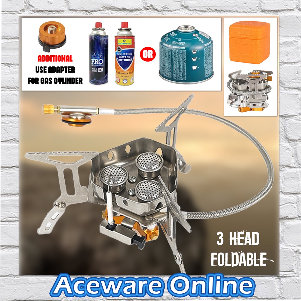 Portable Mini Folding Camping Gas Stove 3 Head Windproof Mini Gas Stove ...