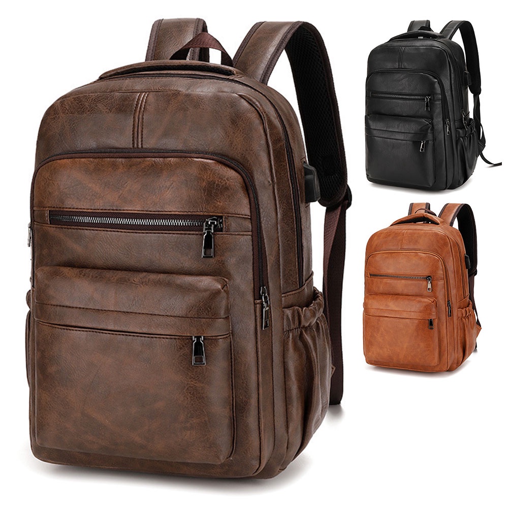 Waterproof PU Leather Men Backpack Man Bagpack Beg Galas Lelaki Beg ...