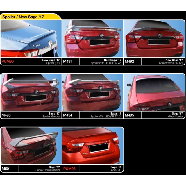 Proton saga vvt 2016 2017 2018 2019 2020 rear boot trunk ducktail ...
