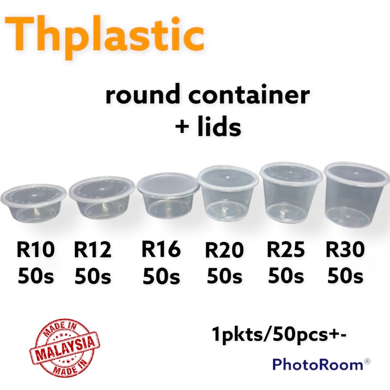 Round Container With Lid Tupperware / Kotak Plastik Bahulu- 50pcs+--R10 ...