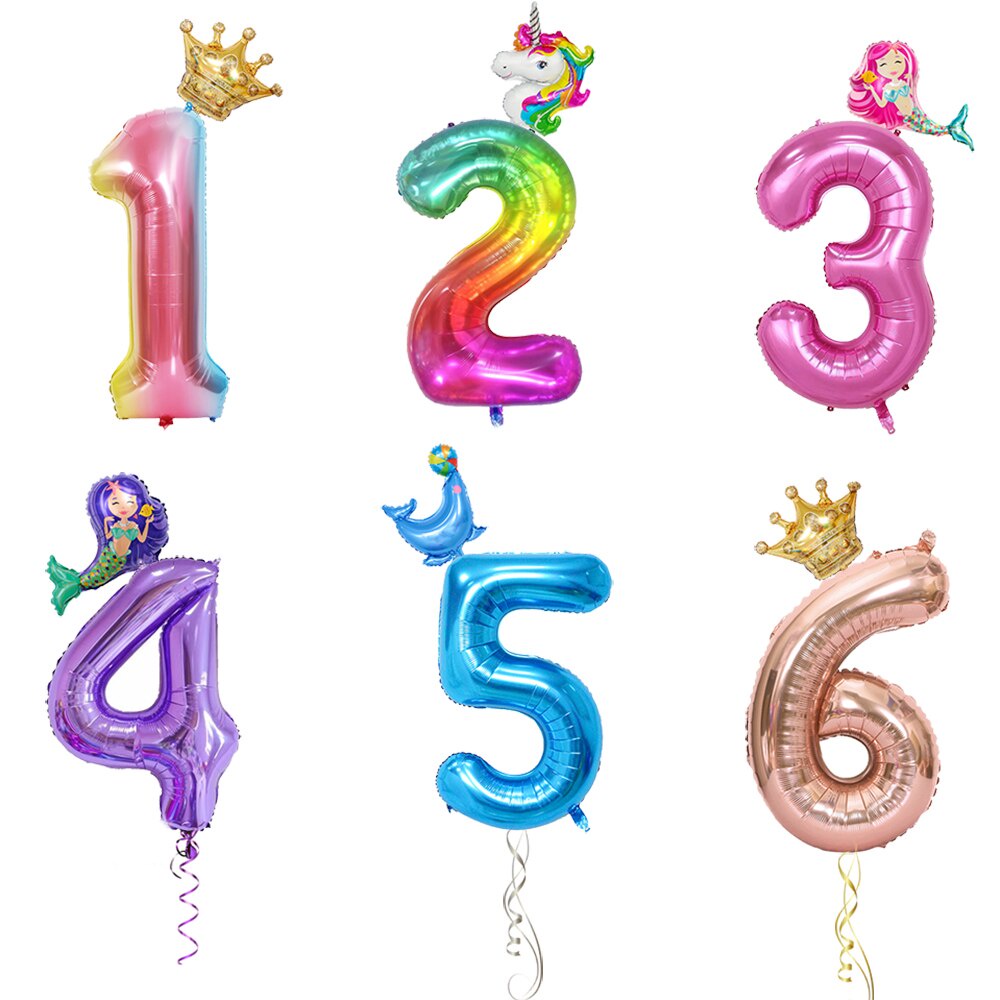 2pcs 32 Inch Number Foil Balloons Digital Balloon 0-9 Happy Birthday ...