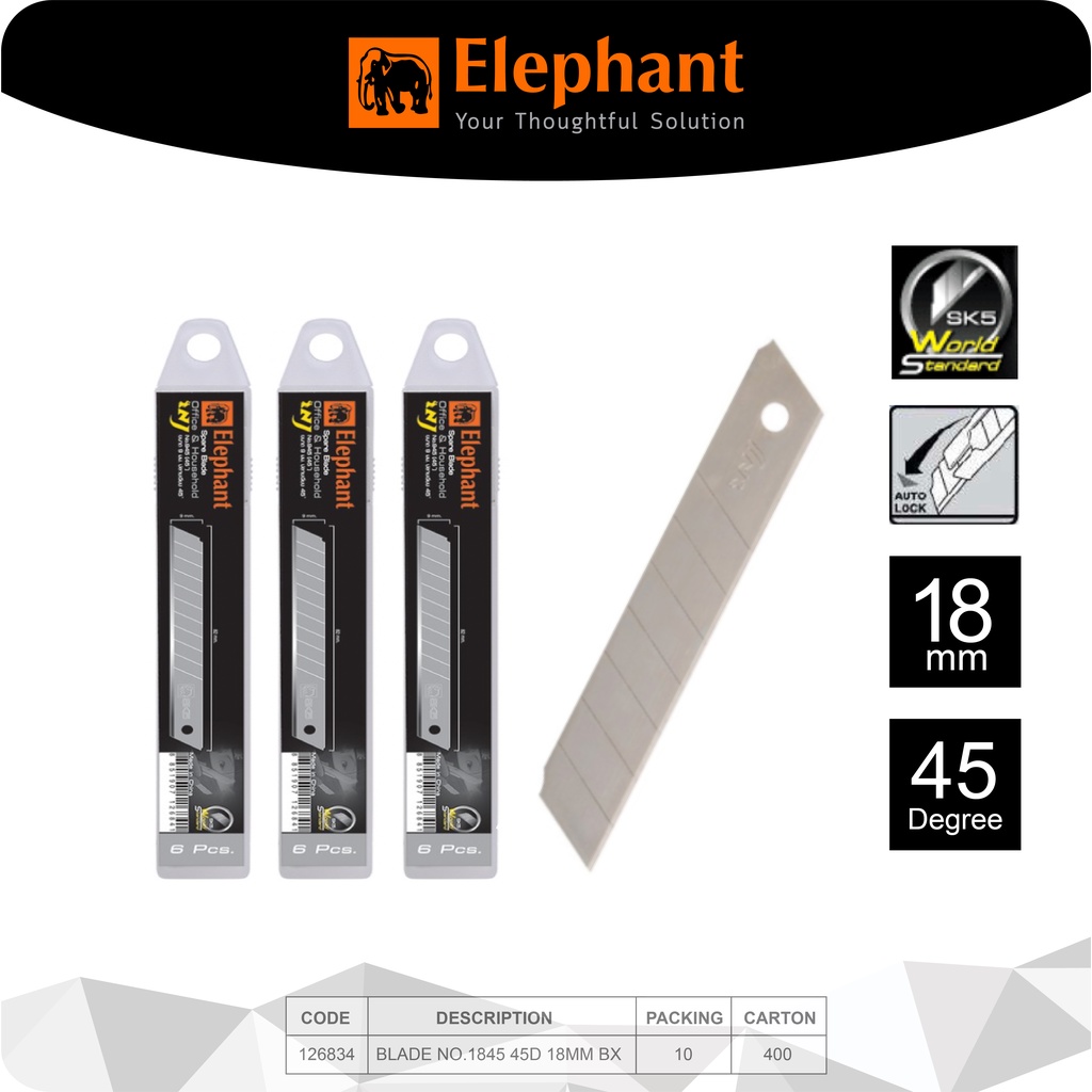 Elephant Blade No.1845 45 Degree 18mm Box (10 Tubes/Box) | Shopee Malaysia