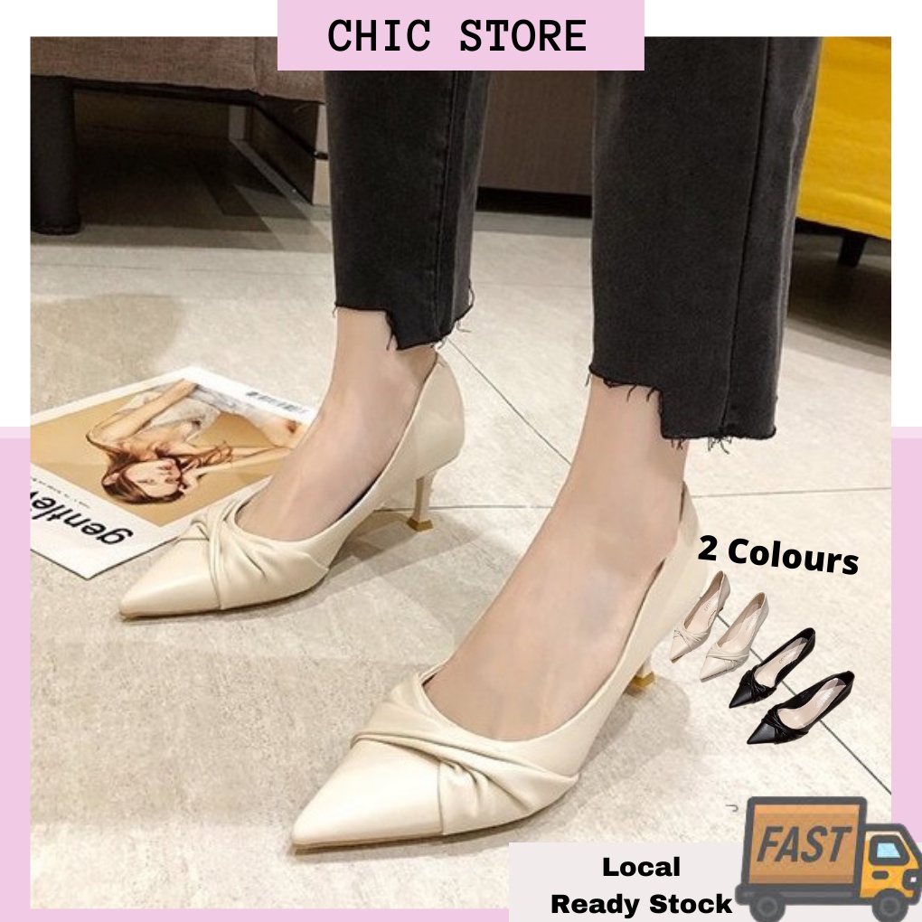 CHIC STORE 🇲🇾 Carly Ready Stock Women Korea Style Pointed OL High Heel ...