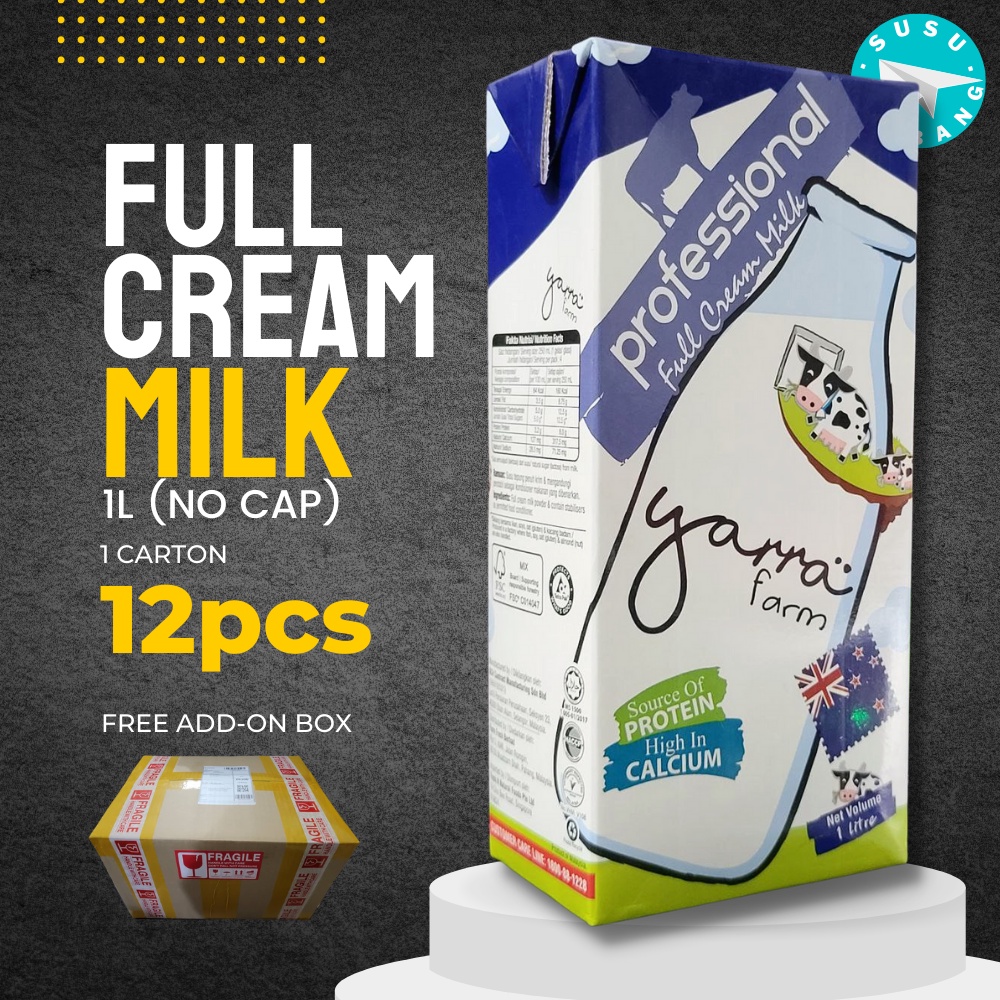 CARTON | 12pcs Yarra Professional Milk (Full Cream) UHT 1L (Susu Penuh ...