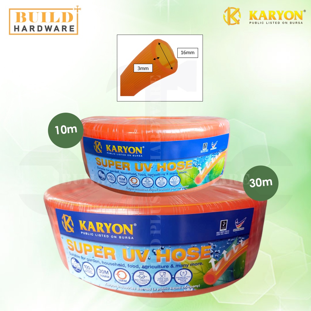 KARYON 10m/30m x 3mm Super UV Hose, Garden Hose Lawn PVC Pipe Getah ...