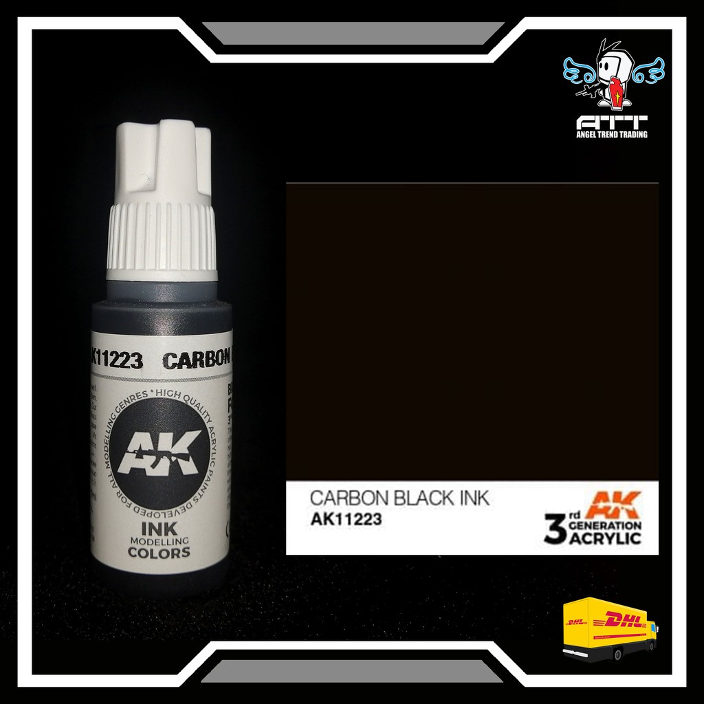 AK ACRYLIC AK11223 [CARBON BLACK INK] 3RD GENERATION - Gunpla Gundam ...