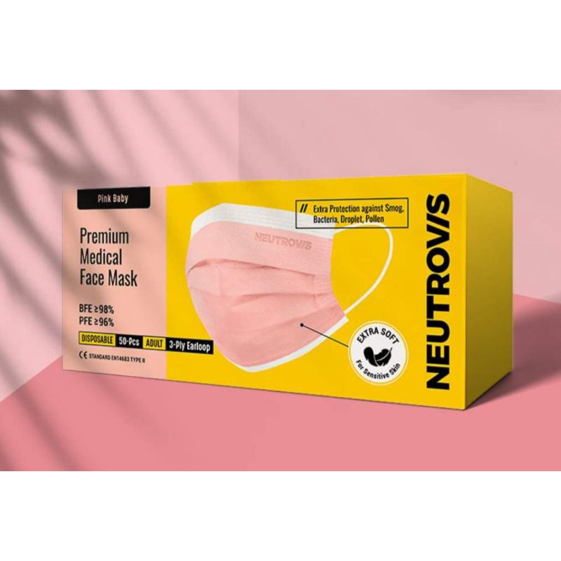 [50PCS] NEUTROVIS 3-PLY Premium Medical Face Mask (Pink Baby ) | Shopee ...
