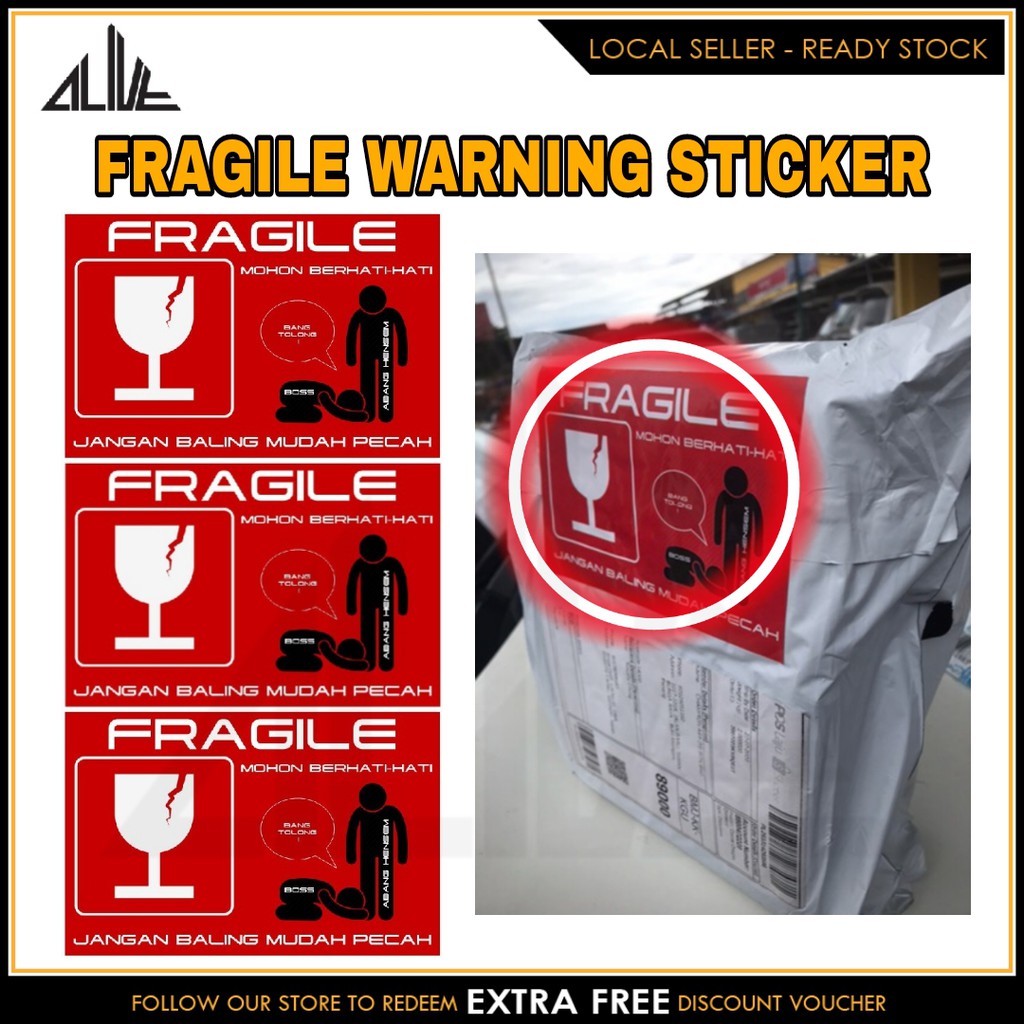 (100PCS/PACK) FRAGILE WARNING STICKER | Shopee Malaysia