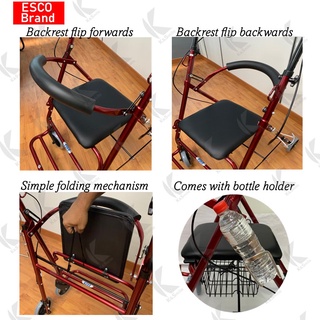 Esco Rollator Walker with seat & footrest(7.3kg)/Tongkat beroda/助行器 ...