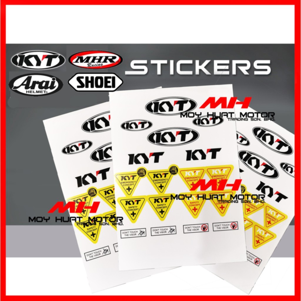 STICKER VISOR KYT MHR ARAI SHOEI SAFETY CONCEPT EMERGENCY TRIANGLE ...