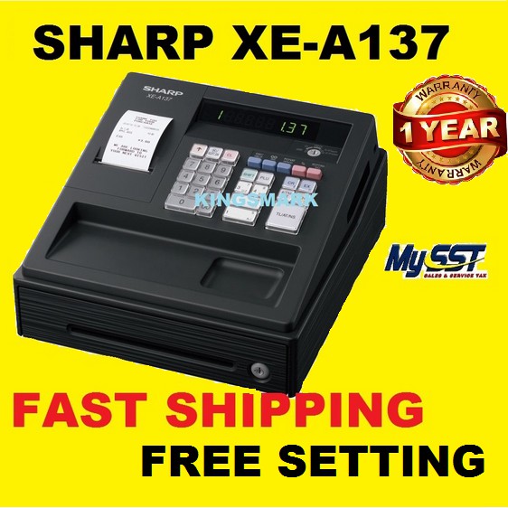 SHARP XE-A137 / 137 CASHIER MACHINE CASH REGISTER COUNTER FULLSET ...