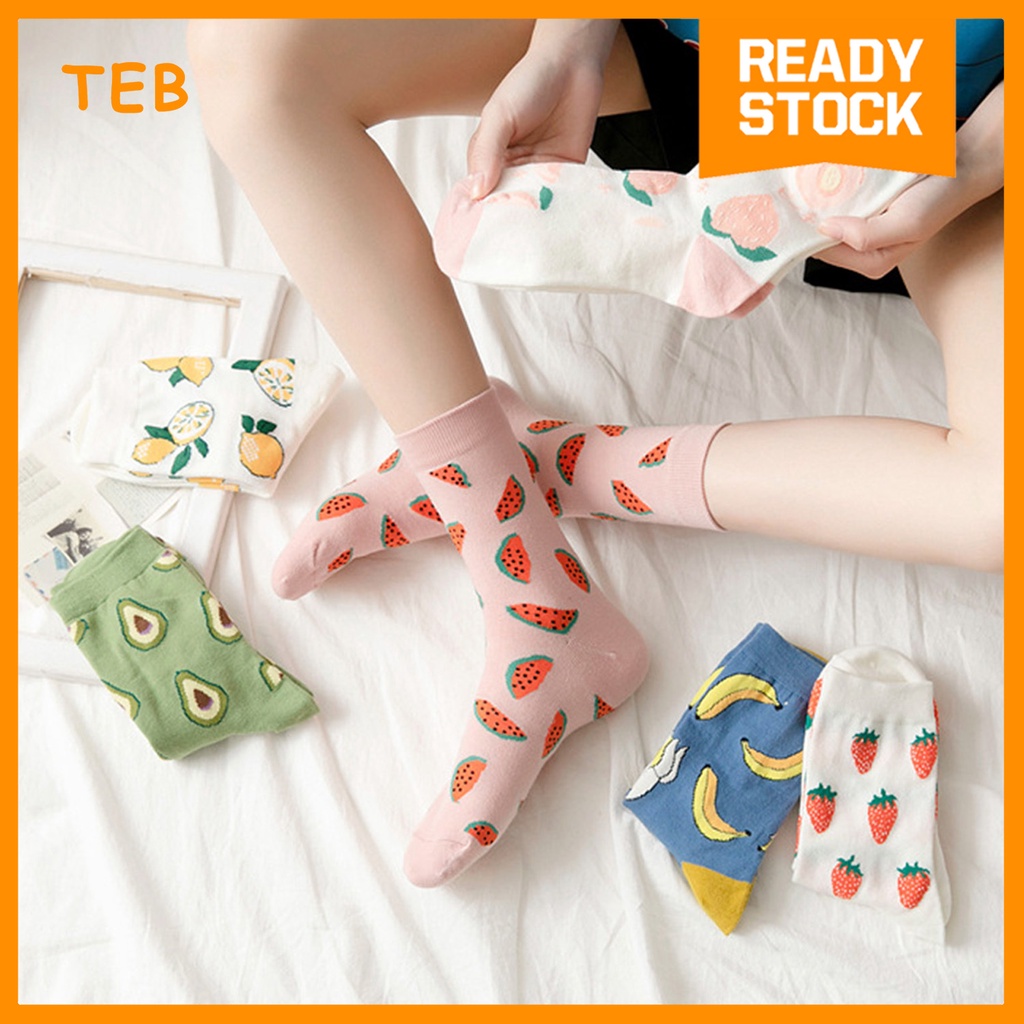1 Pair Fruit Design Hipster Socks Ankle & Crew / Stokin Fesyen Hipster ...