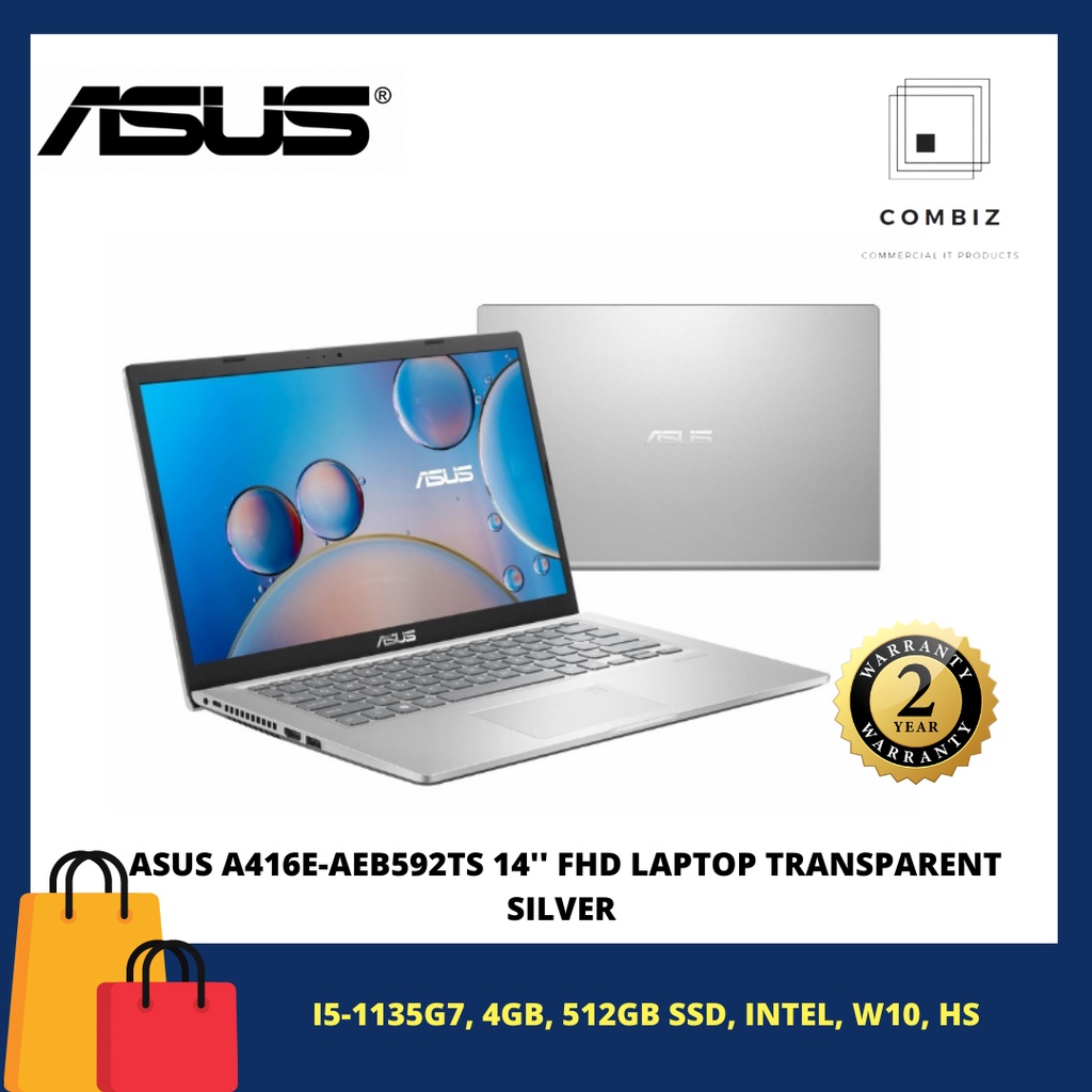 Asus A416E-AEB592TS 14'' FHD Laptop Transparent Silver ( I5-1135G7, 4GB ...