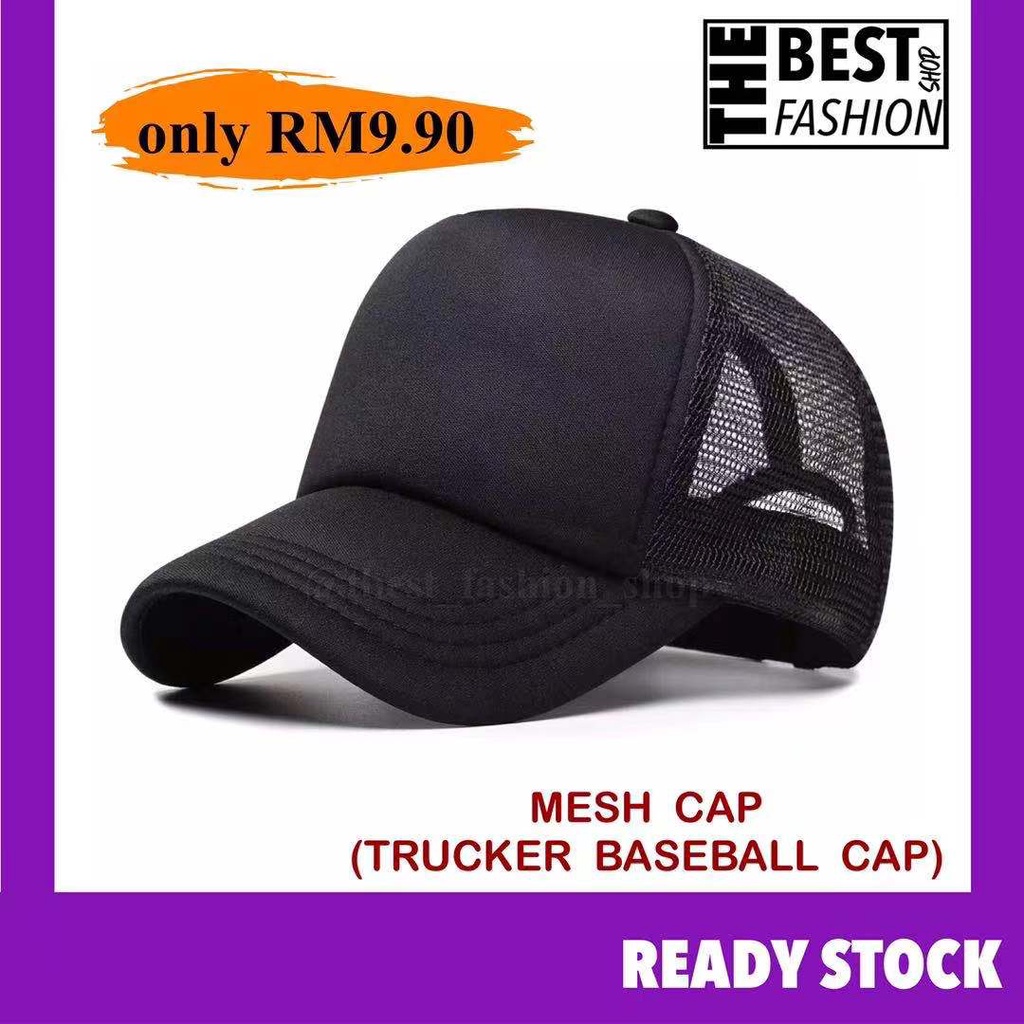 Topi Jaring Hitam Kosong Trucker Baseball Cap Adjustable Hiphop Plain Black Mesh Bone Casquette ...