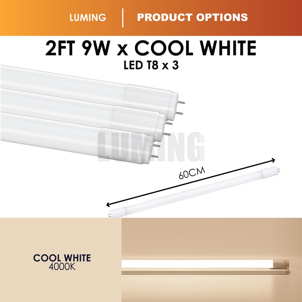 LMG_ LED T8 Linear Light Casing Office Light 2FT 4FT Kalimantang Tube Fitting Ceiling Wall ...