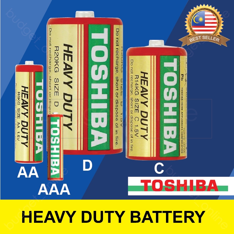 TOSHIBA Heavy Duty Battery 1.5V Carbon Zinc AA / AAA / C / D/Bateri ...
