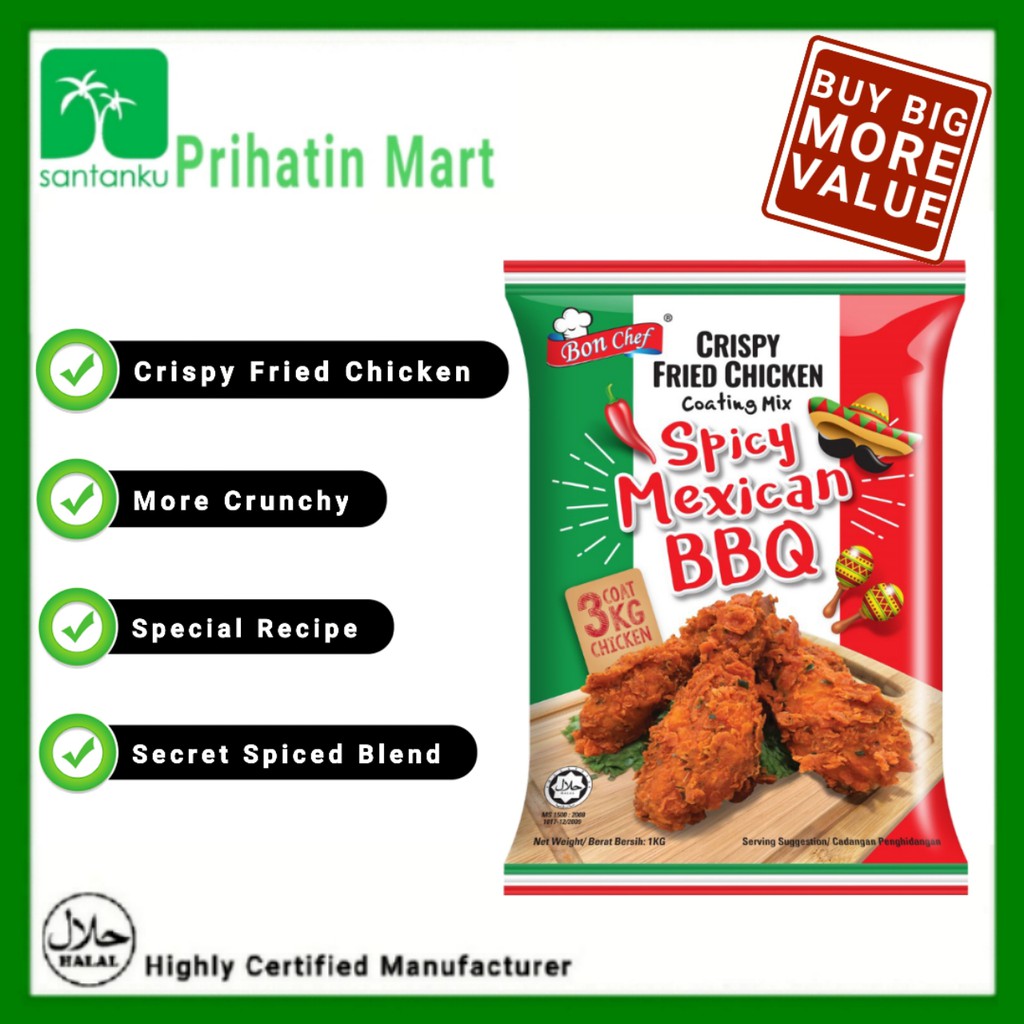 Bon Chef Crispy Fried Chicken Coating Mix Spicy Mexican BBQ / Tepung ...