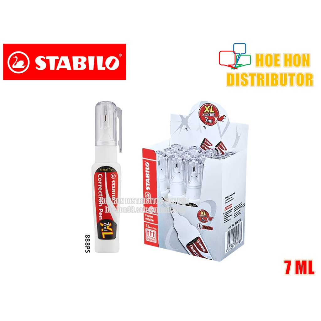 Stabilo Swan White Correction Pen (Liquid Paper Ink Pen Eraser) 10ml ...