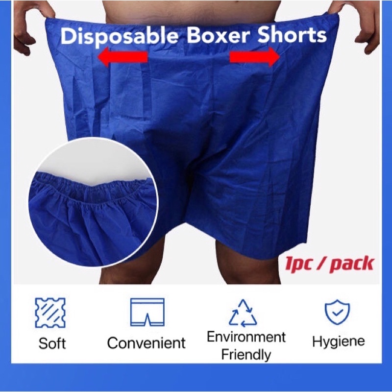 [Ready Stock] Disposable Boxer Shorts Non Woven Blue (1pc/pack ...