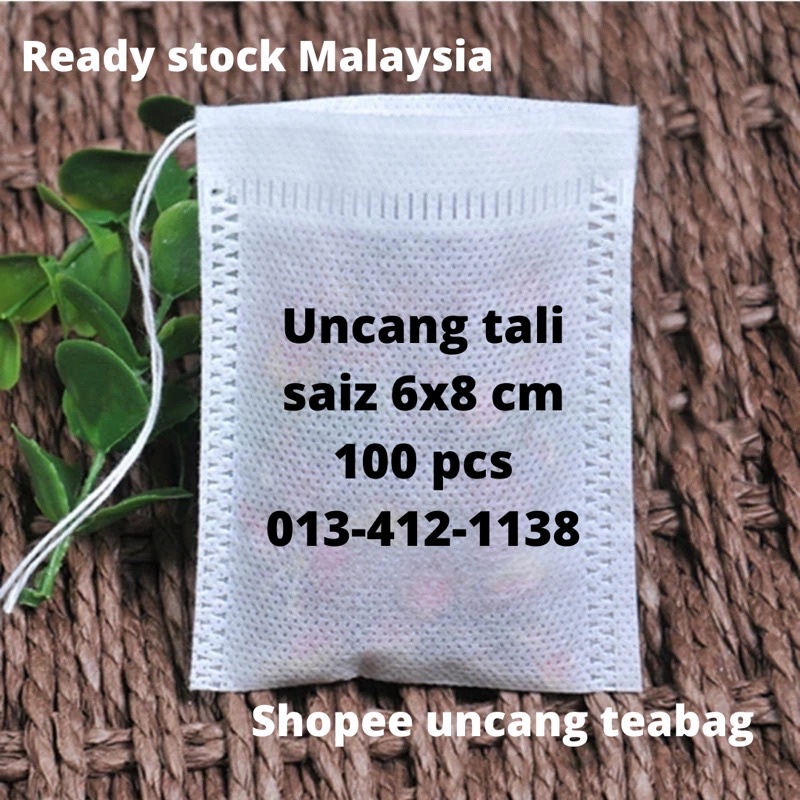 Uncang kosong tali 6x8 cm 100kpg Kain / Uncang teh / Uncang kopi ...
