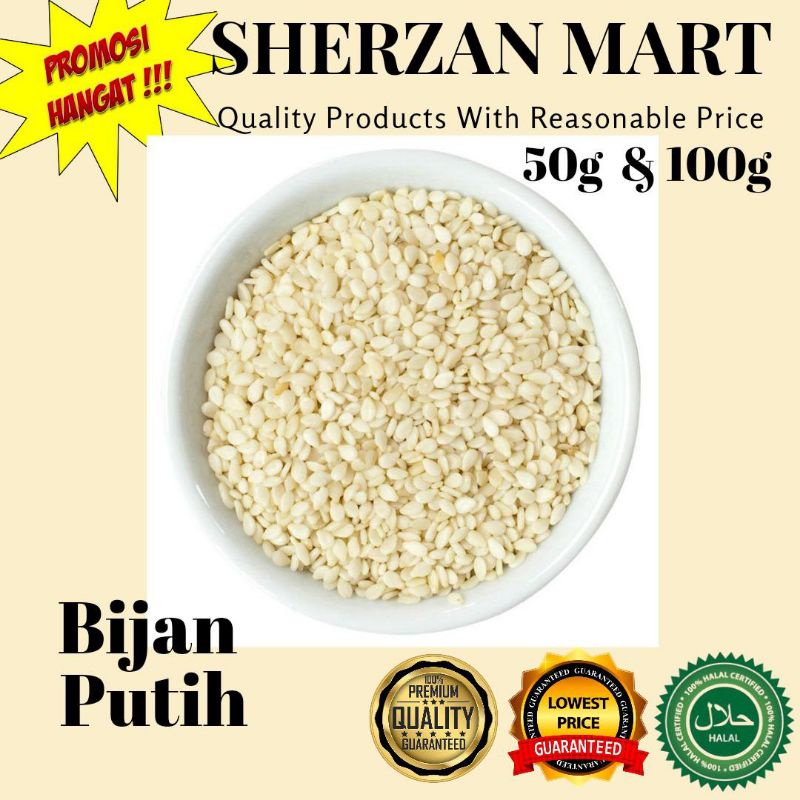 BIJAN PUTIH / WHITE SESAME seeds 50g - 100g (HALAL) | Shopee Malaysia